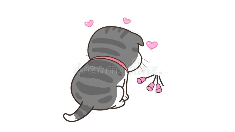 Grey Cat Playing with Spring Animation - White Background Stock Video ...