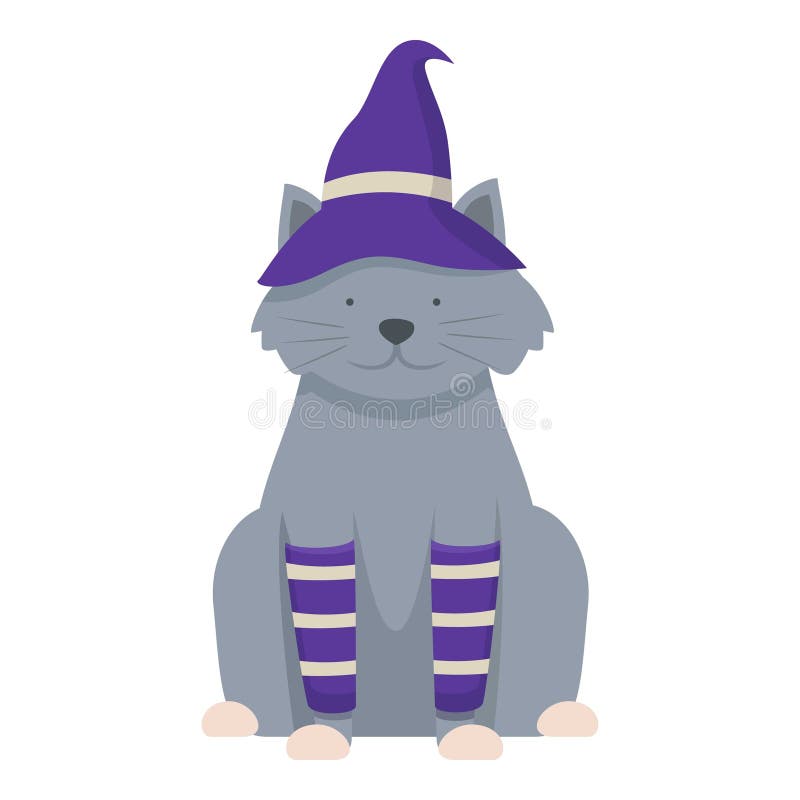 Grey Cat Witch Costume Icon Cartoon Vector. Children Vampire Stock ...