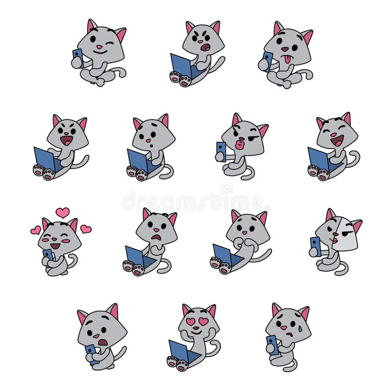 Grey cats social life stock vector. Illustration of icon - 62102993