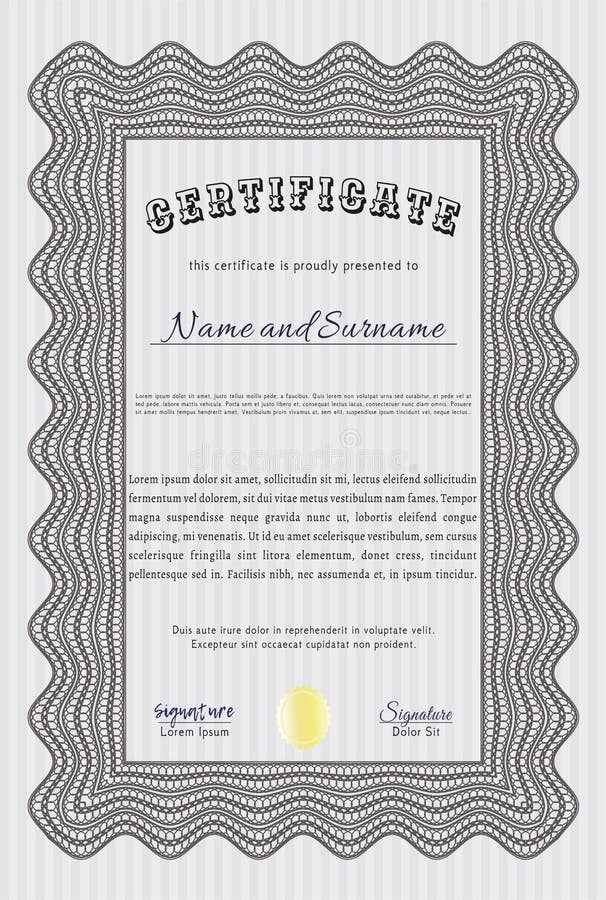 Grey Certificate. Superior Design Stock Vector - Illustration of ornate ...