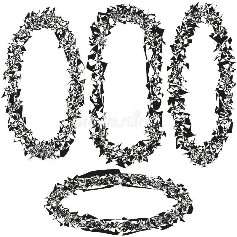Grey Chain Frames. Rough Oval Borders. Textured Loop Set. Vector Ring ...
