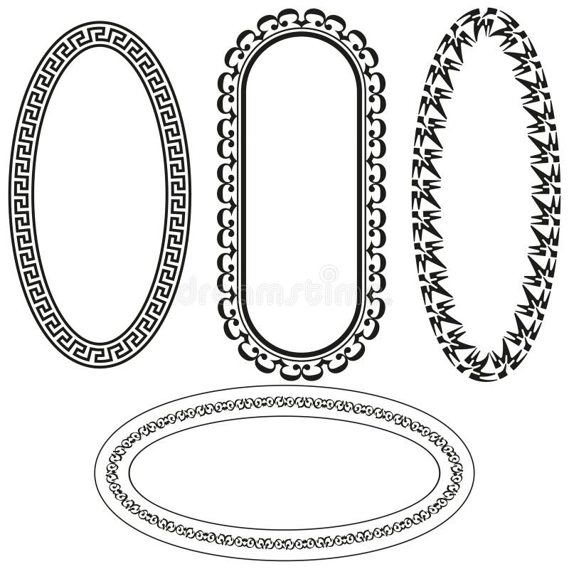 Grey Chain Frames. Subtle Oval Borders. Minimal Loop Set. Vector Ring ...