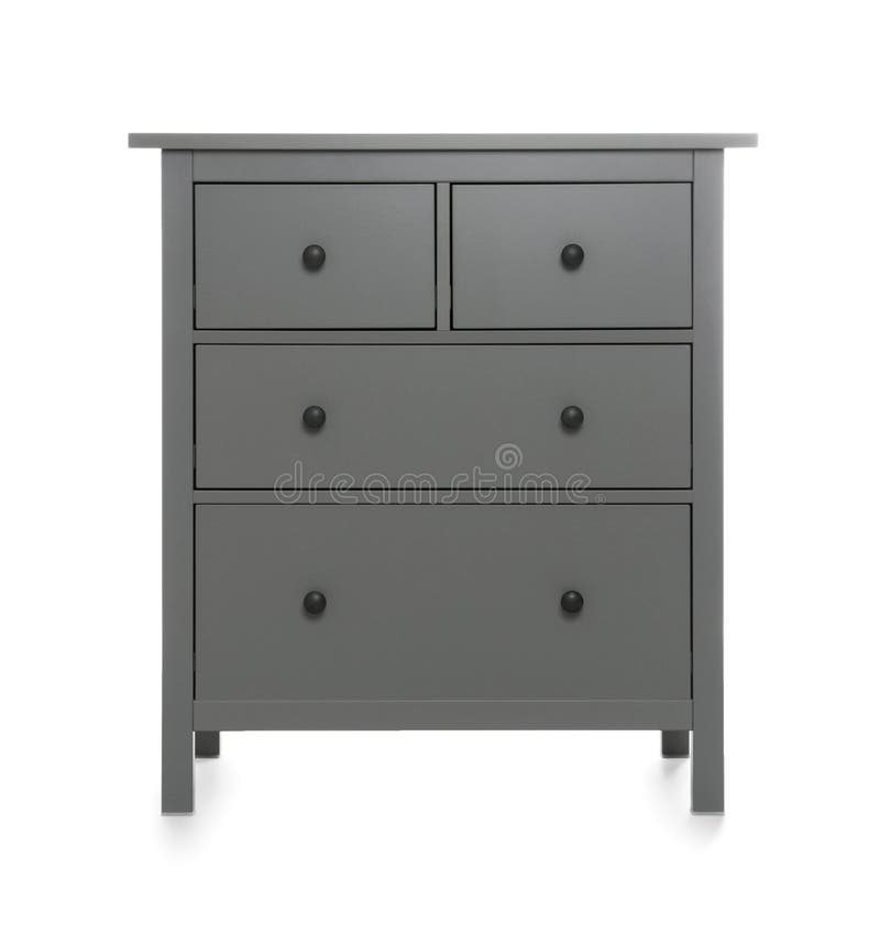 Grey Chest of Drawers Isolated Stock Photo - Image of decor, decorative ...