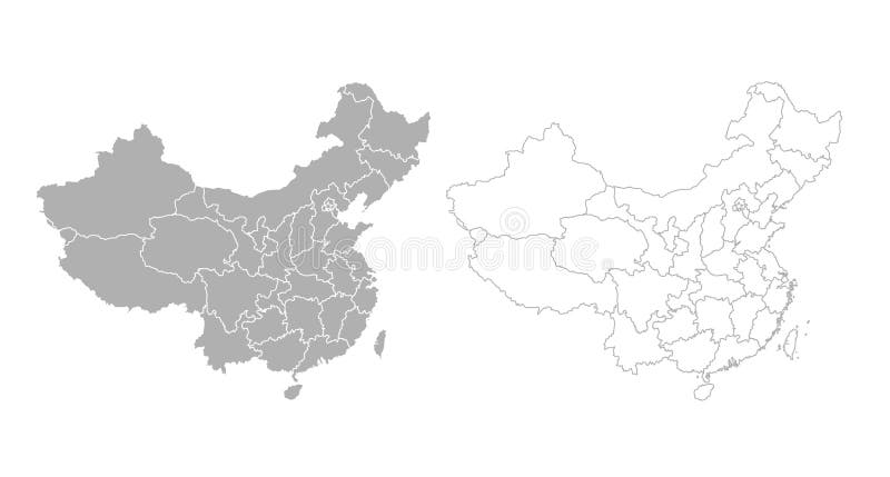Grey China Map Isolated on White. Illustration. Stock Illustration ...