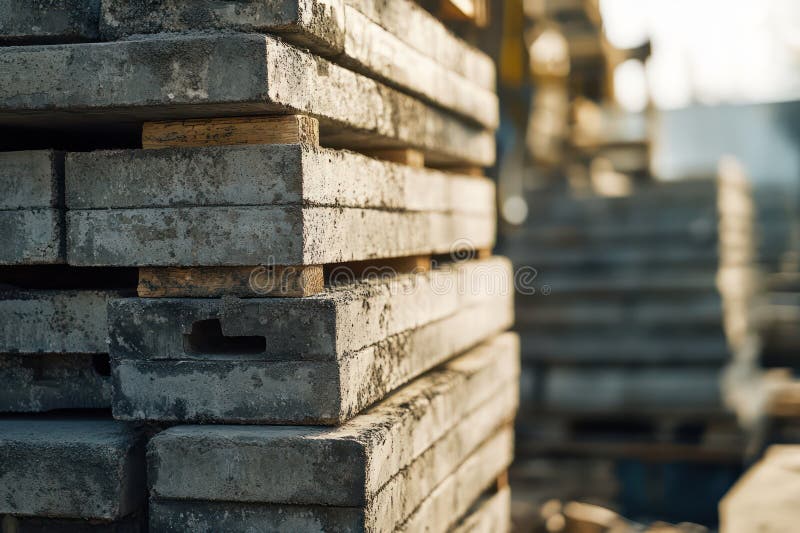 Grey Cinder Blocks Stacked for Construction Site Use Stock Image ...