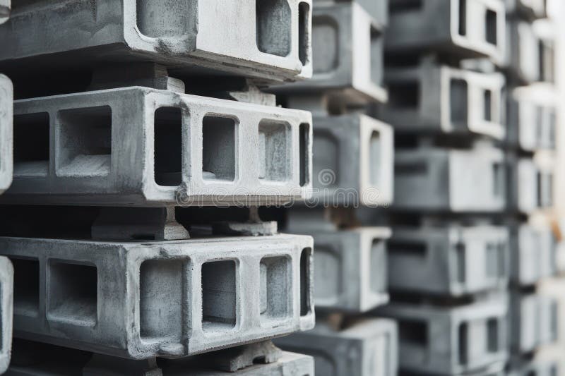 Grey Cinder Blocks Stacked for Construction Site Use Stock Photo ...