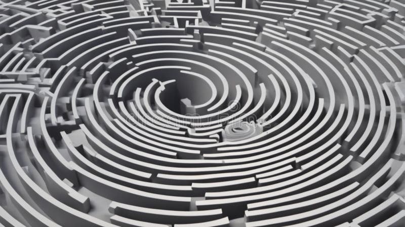 Grey Circular Maze Complex Labyrinth Pattern Design 3 D Model Abstract ...