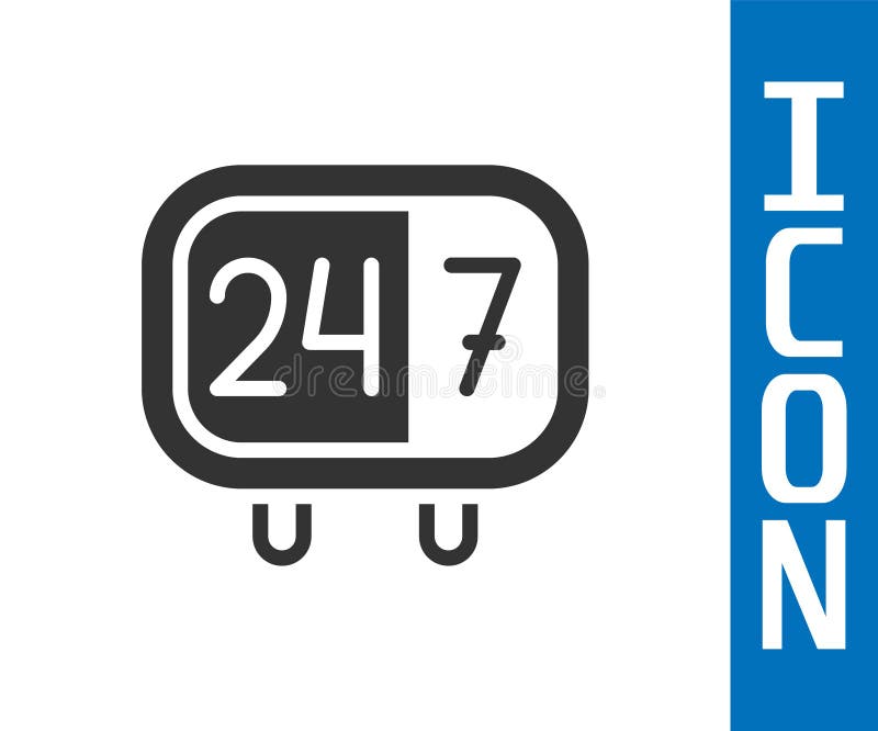 Grey Clock 24 Hours Icon Isolated on White Background. All Day Cyclic ...
