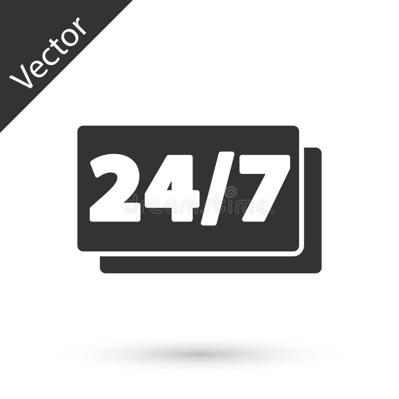 Grey Clock 24 Hours Icon Isolated on White Background. All Day Cyclic ...