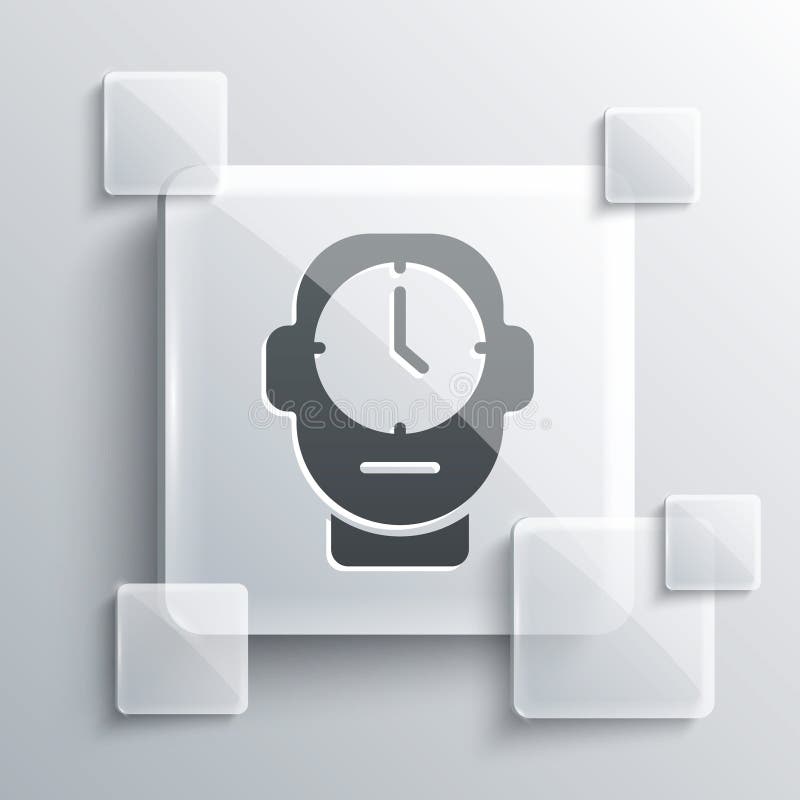 Grey Clock Icon Isolated on Grey Background. Time Symbol. Square Glass ...