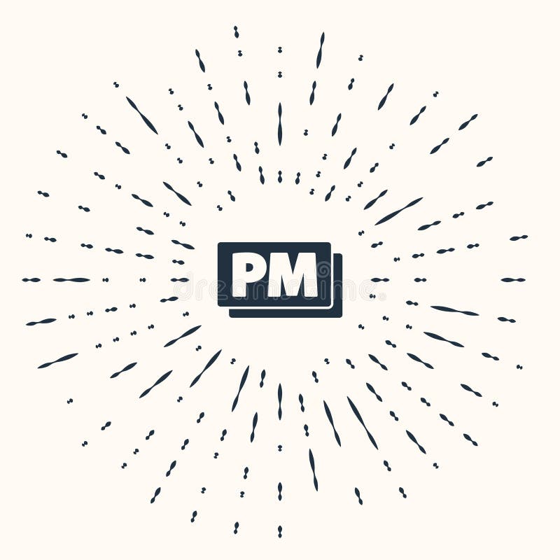 Grey Clock PM Icon Isolated on Beige Background. Time Symbol. Abstract ...