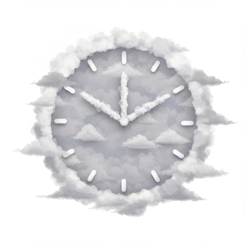 Grey Cloud Clock Design on White Background Stock Illustration ...