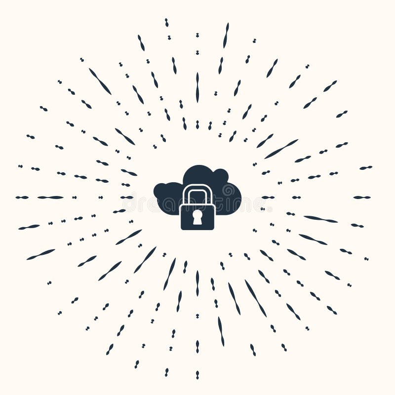 Grey Cloud Computing Lock Icon Isolated on Beige Background. Security ...