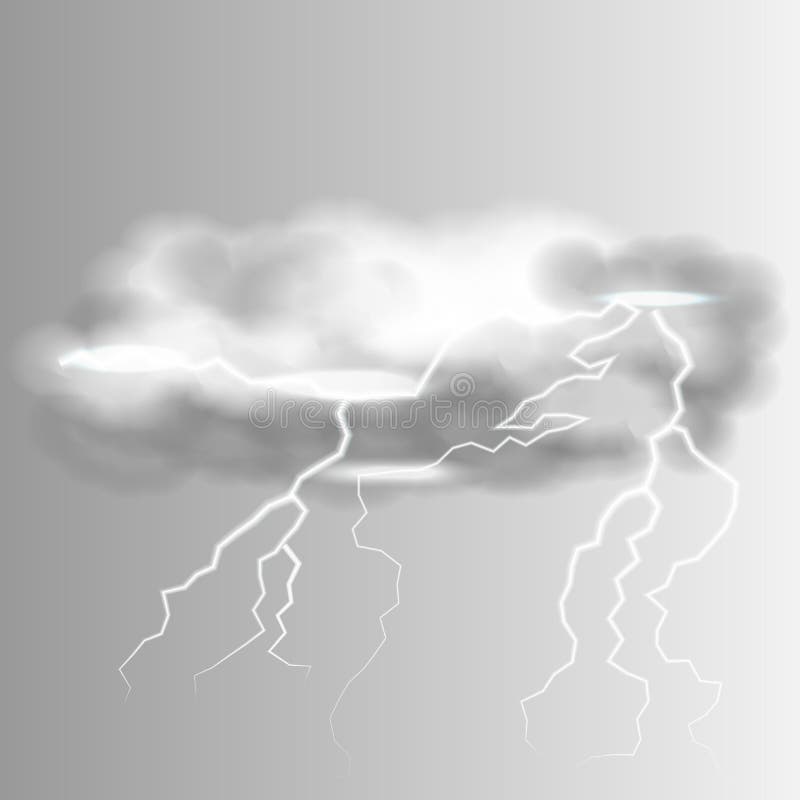 Grey cloud with lightning stock vector. Illustration of line - 113779564