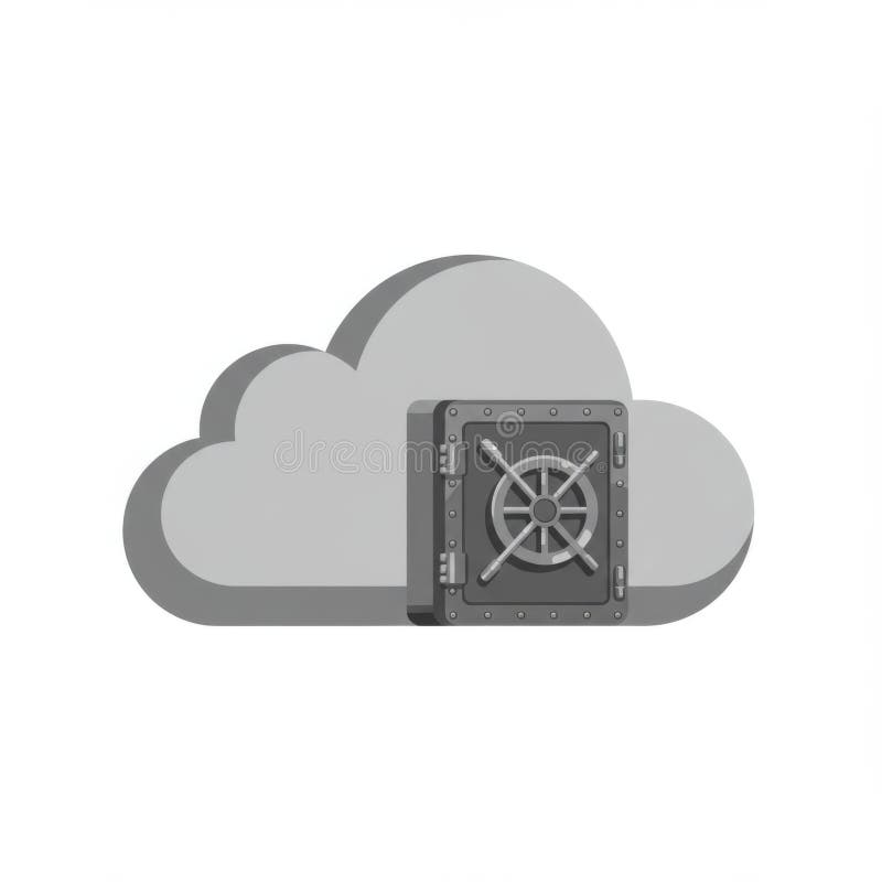 Grey Cloud with Metal Vault Door Stock Illustration - Illustration of ...