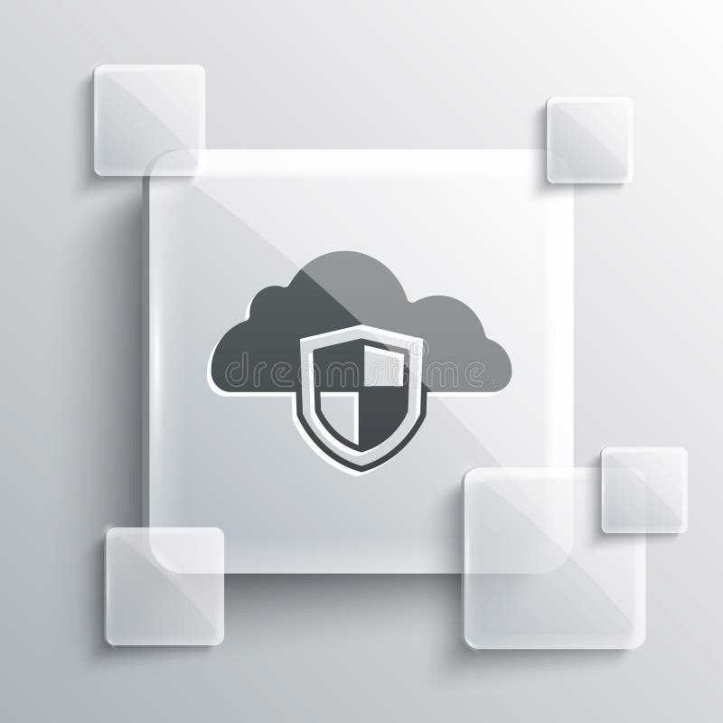 Grey Cloud and Shield Icon Isolated on Grey Background. Cloud Storage ...
