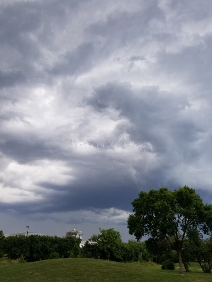 Grey Clouds Above the Trees before the Rain Stock Image - Image of rain ...