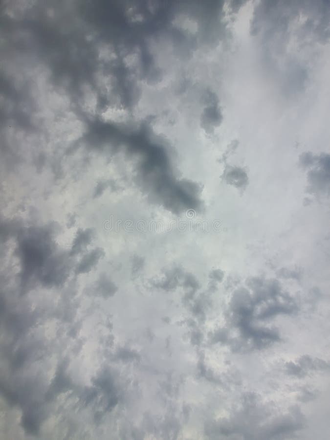 Grey Cloudy Sky Over Green Field And Automn Forrest Stock Image - Image ...