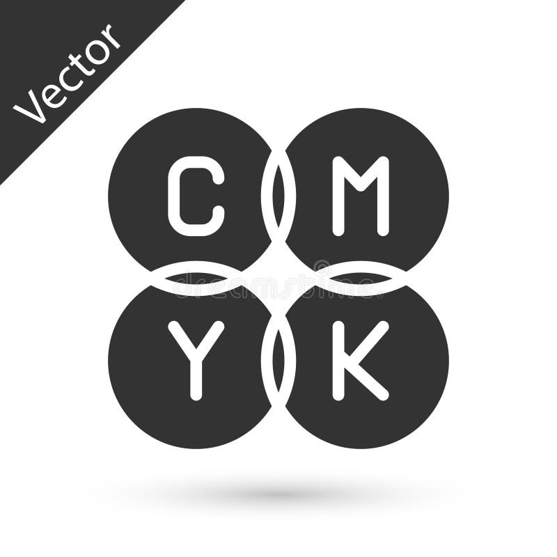 Grey CMYK Color Mixing Icon Isolated on White Background. Vector Stock ...