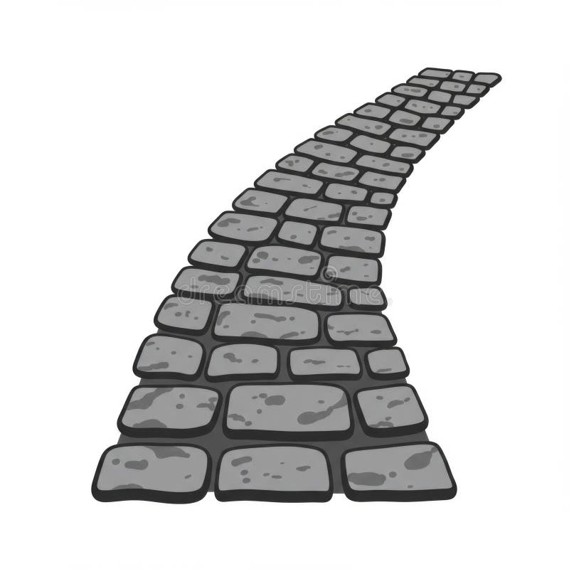 Grey Cobblestone Path Winding through a Clean Background Stock ...
