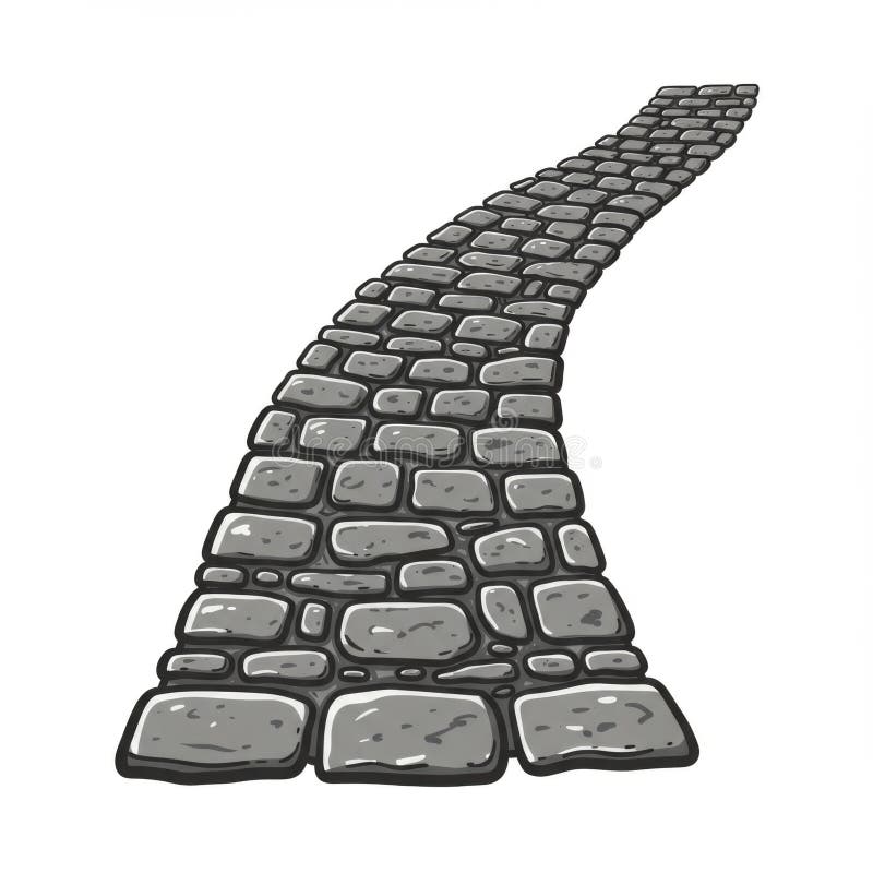 Grey Cobblestone Path Winding Road Illustration Stock Illustration ...