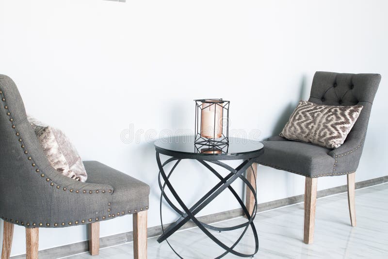 Grey Color Chairs with Modern Design Table-interior Stock Image - Image ...