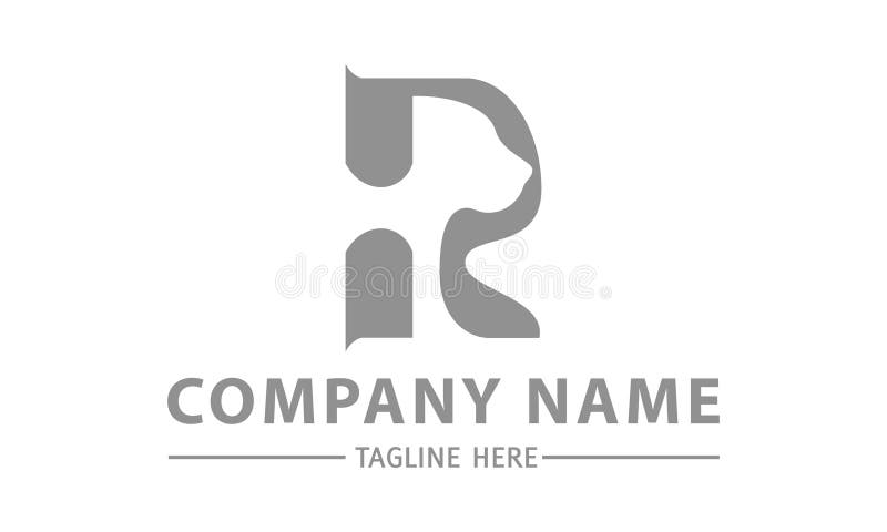Grey Color Dog Head Initial Letter R Logo Stock Vector - Illustration ...