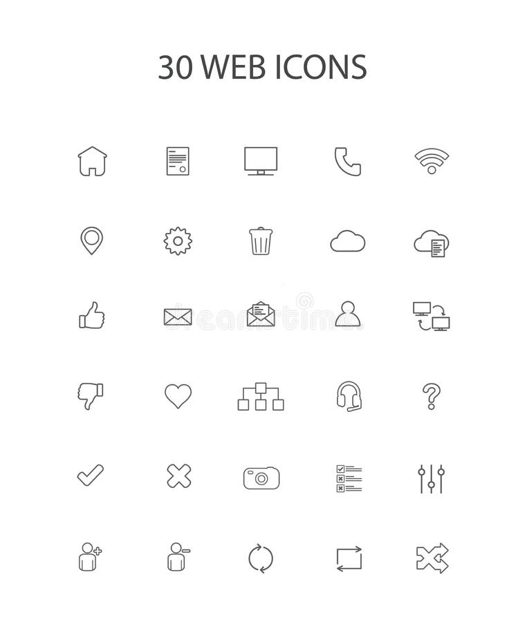30 Grey Color Simple Web Icons Illustration de Vecteur - Illustration ...