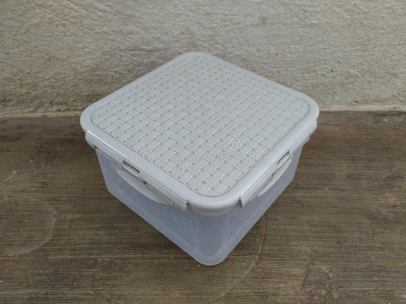Grey Color Square Shaped Plastic Lunch Box Stock Image - Image of ...