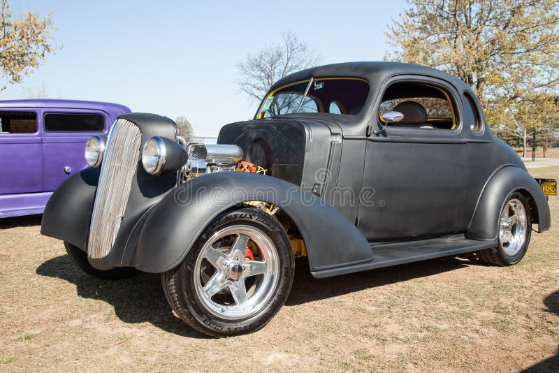 Grey Colored Hot Rod with Chrome Editorial Image - Image of hotrod ...