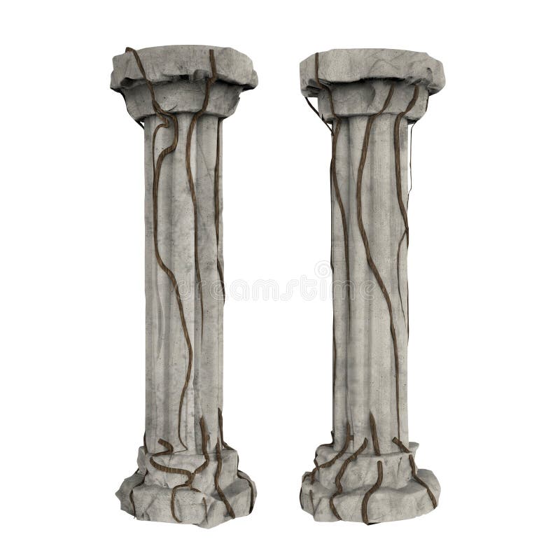 Grey Columns with Vine Isolated Stock Illustration - Illustration of ...