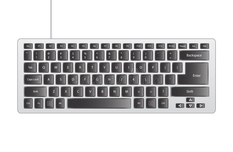 Grey computer keyboard stock vector. Illustration of white - 64769798