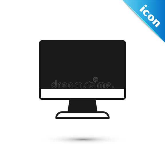 Grey Computer Monitor Screen Icon Isolated on White Background ...