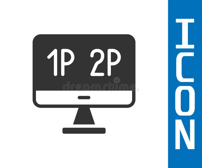 Grey Computer Monitor Screen Icon Isolated on White Background ...