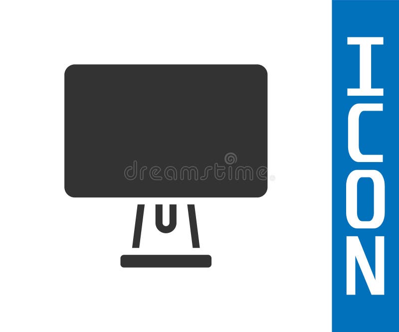 Grey Computer Monitor Icon Isolated on White Background. PC Component ...