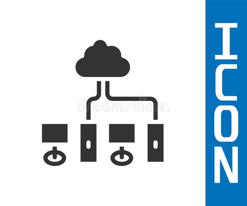 Grey Computer Network Icon Isolated on White Background. Laptop Network ...