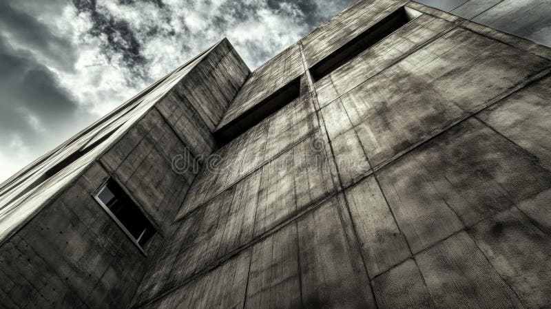 Grey Concrete Building Under Dramatic Sky Stock Illustration ...