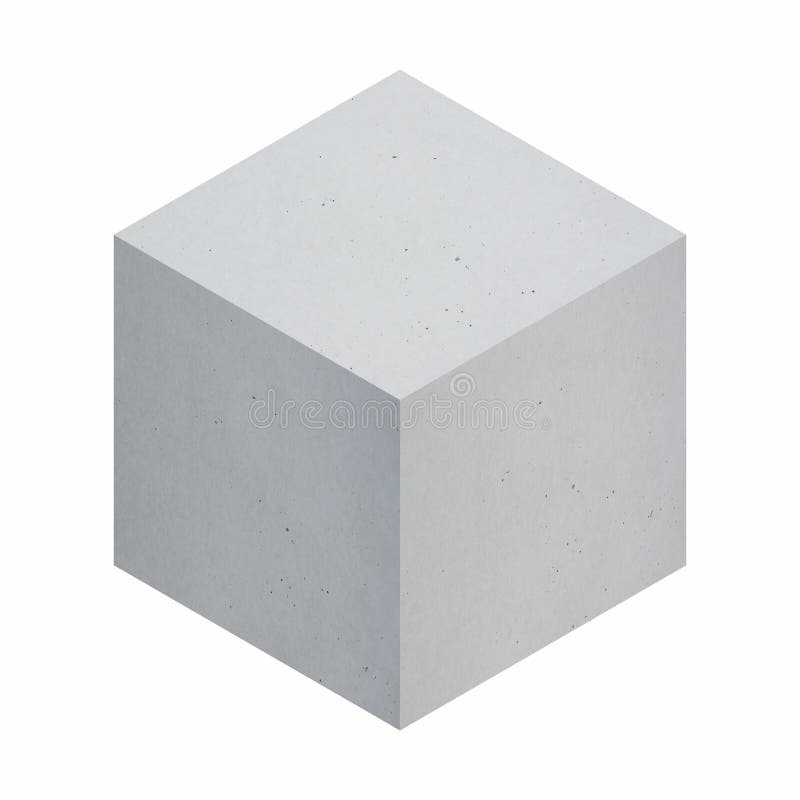 Grey Concrete Cube Isolated Over White Stock Image - Image of geometry ...