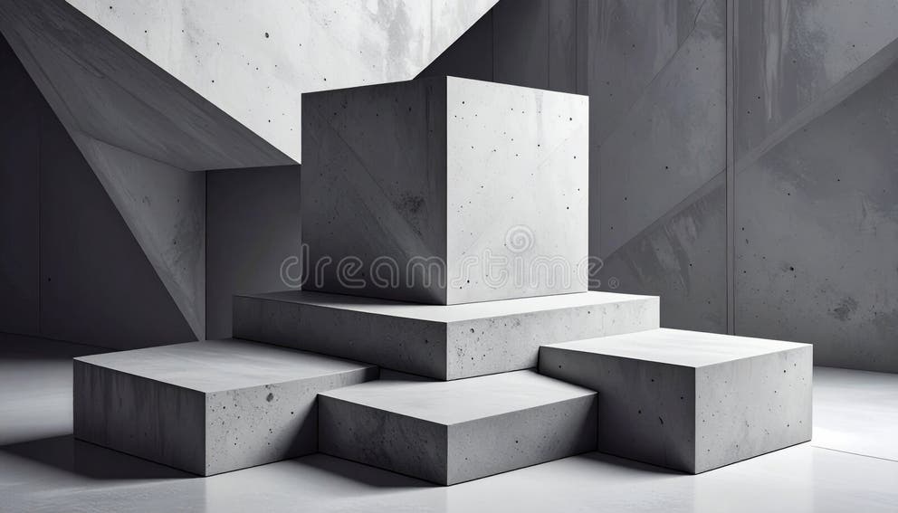 Grey Concrete Cubes Geometric Platform Display Stock Illustration ...