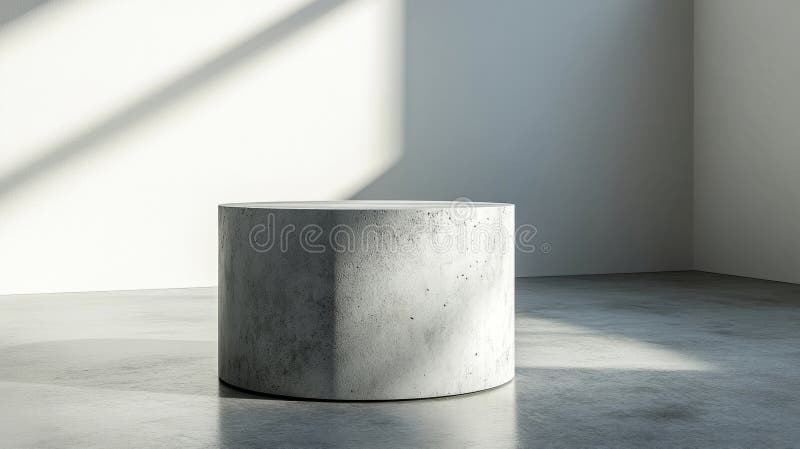 Grey Concrete Cylinder Display Platform on White Background Stock ...