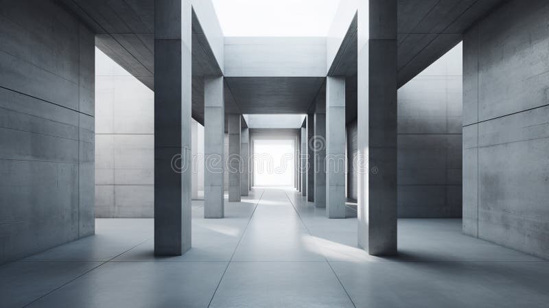 Grey Concrete Interior Background. Empty Open Space. Architectural ...