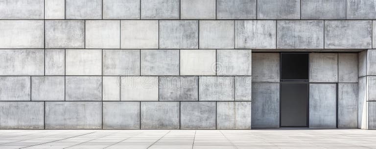 Grey Concrete Panel Wall with Modern Door, Concrete Wall, Modern Architecture Stock Illustration ...