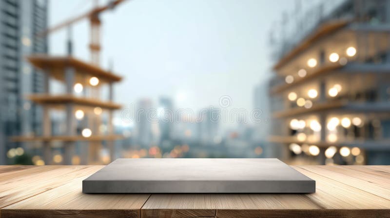 Grey Concrete Platform on Brown Wooden Table Stock Illustration ...