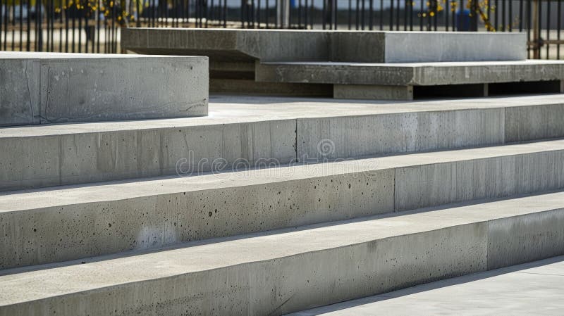 The Grey Concrete Steps and Railings Create a Strong and Sy Foundation ...