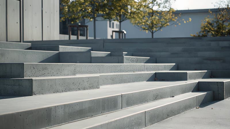 The Grey Concrete Steps and Railings Create a Strong and Sy Foundation ...