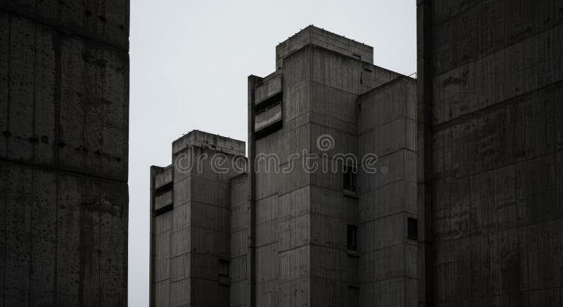 Grey Concrete Towers in Urban Setting Stock Illustration - Illustration ...