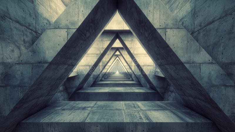 Grey Concrete Triangle Tunnel Architecture Abstract Background Stock ...