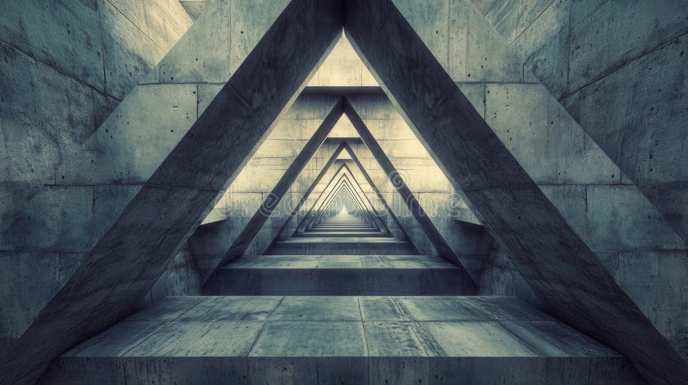 Grey Concrete Triangle Tunnel Architecture Abstract Background Stock ...