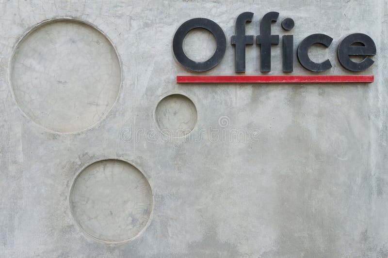 Grey Concrete Wall with Office Text Background Texture Stock Photo ...