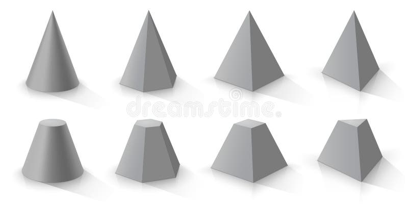 Grey Cone and Set of Pyramids. Stock Vector - Illustration of cone ...